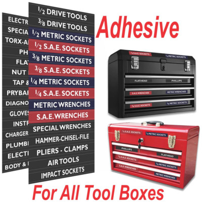 Adhesive Toolbox Labels Mechanic’s Blue